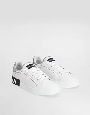 Dolce & Gabbana Calfskin Nappa Portofino Sneakers - White/silver