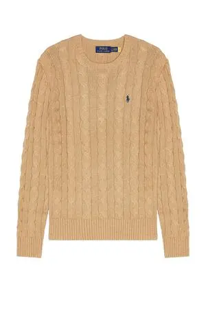 Polo Ralph Lauren Cable Knit Crewneck Sweater - Camel Melange