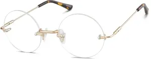 Zenni Retro Round Rimless Eyeglasses - Gold