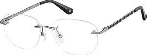 Zenni Rectangle Rimless Metal Frame Glasses - Gray