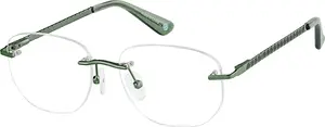 Zenni Rectangle Rimless Metal Frame Glasses - Green