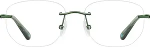 Zenni Rectangle Rimless Metal Frame Glasses - Green