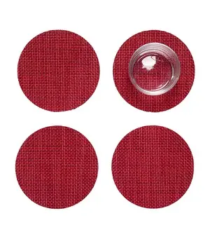 CHILEWICH Set Of 4 Basketweave Round Coasters - Red