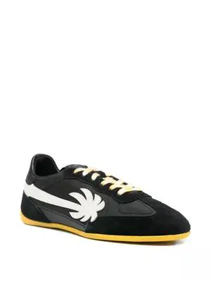 Palm Angels Palm-tree Motif Leather Sneakers - Black
