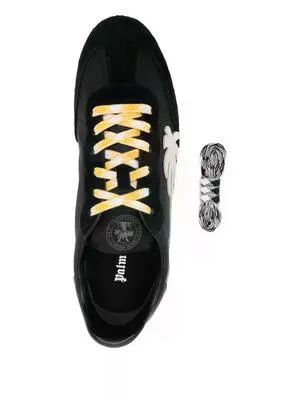 Palm Angels Palm-tree Motif Leather Sneakers - Black