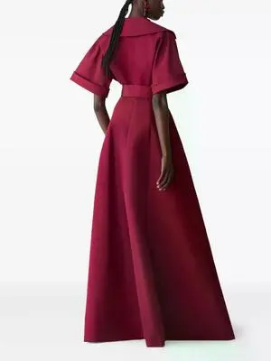 Carolina Herrera Belted Short-sleeve Maxi Dress