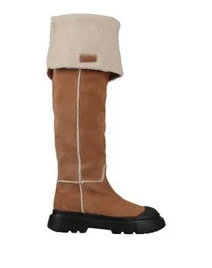 Hogan Leather & Textile Boots - Camel