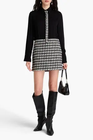 Alice + Olivia Mattie Metallic Houndstooth Mini Shirt Dress