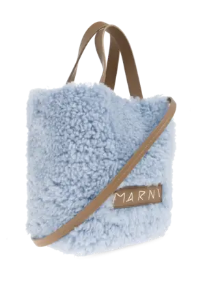 Marni Shopper Bag With Bird Graphic - Blue