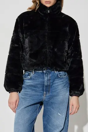 SAVE THE DUCK Yuki Faux Fur Reversible Jacket - Black
