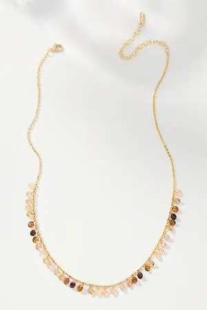 Anthropologie Delicate Beaded Necklace - Brown