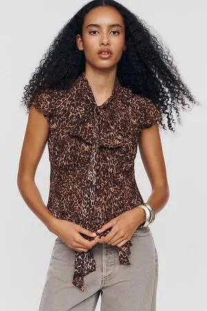 Anthropologie Sheer Tie-neck Blouse