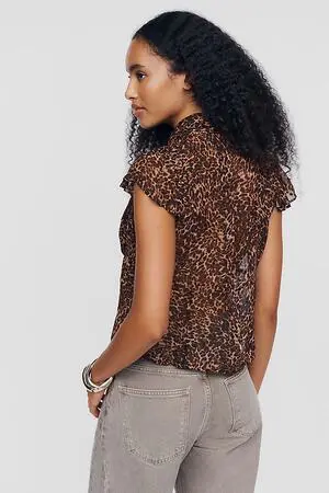 Anthropologie Sheer Tie-neck Blouse
