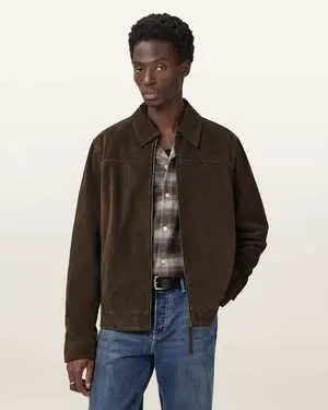 ALLSAINTS Rhone Suede Jacket - Cocoa Brown