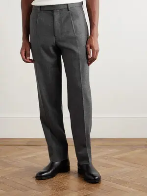 Zegna Tapered Pleated Wool Trousers