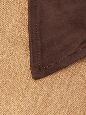 KARTIK RESEARCH Jodhpur Herringbone Cotton Jacket With Suede Trim - Brown