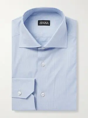 Zegna Checked Cotton Shirt - Blue