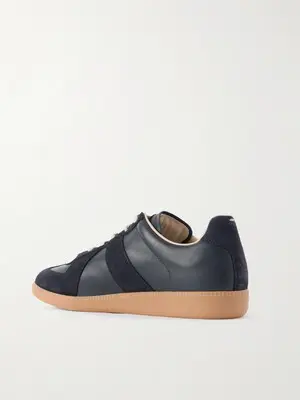 MAISON MARGIELA Replica Leather And Suede Sneakers - Blue