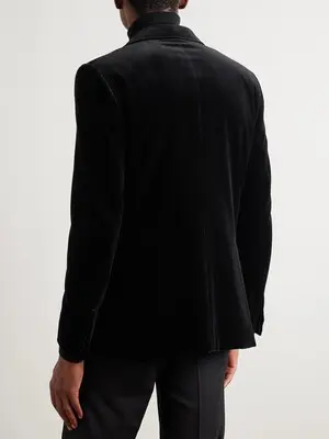 Zegna Satin-trimmed Cotton-velvet Tuxedo Jacket - Black