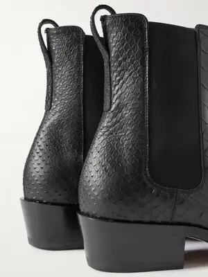 TOM FORD Python-effect Leather Chelsea Boots