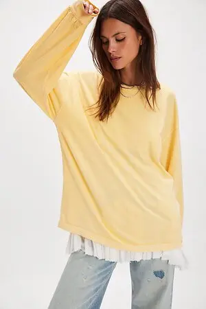 Women's Long Sleeve Yellow Shirts T-shirts