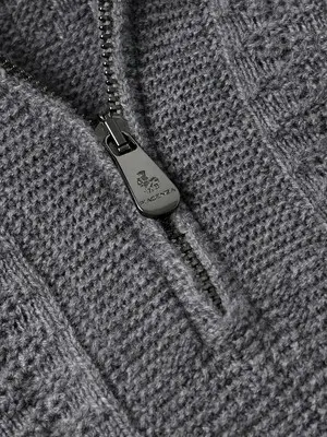 PIACENZA CASHMERE 1733 Textured Cashmere Half-zip Sweater