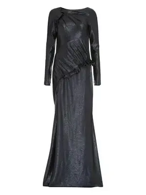 Talbot Runhof Draped Ruffled Maxi Dress