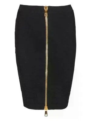 Balmain Crocodile-effect Zip-front Mini Skirt - Black