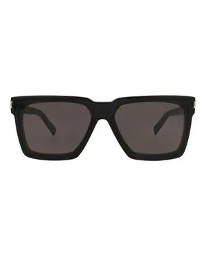 Saint Laurent Square Frame Recycled Acetate Sunglasses - Black Black Grey (sl610/30014609/001)