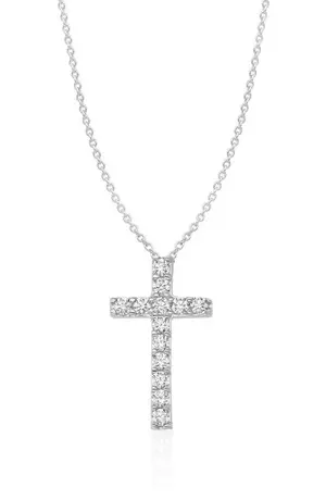 CRISLU Cubic Zirconia Cross Pendant Necklace - Pure Platinum/clear Stone