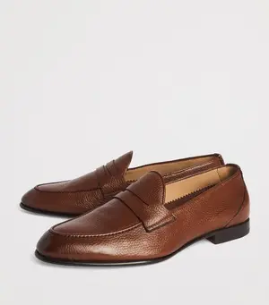 Isaia Leather Penny Loafers