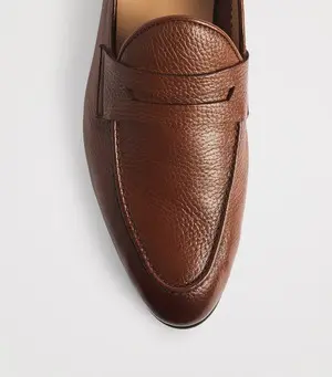 Isaia Leather Penny Loafers
