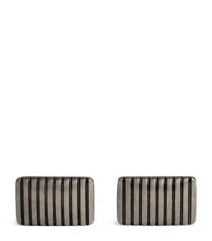 Giorgio Armani Sterling Silver Stripe-effect Cufflinks - Grey