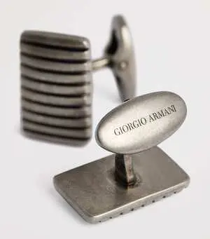 Giorgio Armani Sterling Silver Stripe-effect Cufflinks