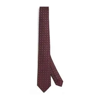 Giorgio Armani Silk Geometric Patterned Tie - Red