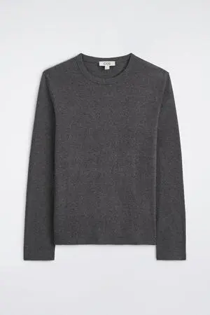 Cos Slim Ribbed Long-sleeved T-shirt - Gray