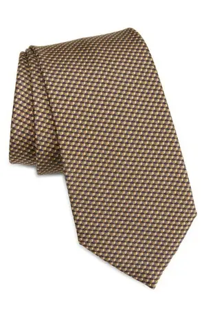 Brioni Micro Jacquard Silk Tie - Olive/ochre