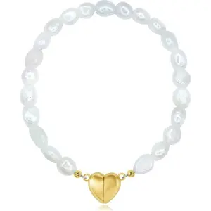 LA MENO Sea Of Love Freshwater Pearl Bracelet - Gold/white