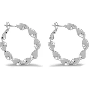 LA MENO Futurism Hoop Earrings - Silver