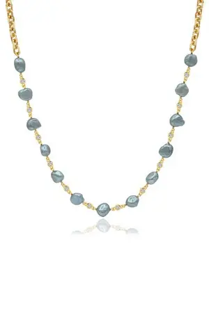 LA MENO Ocean Of Baroque Pearls Necklace - Gold/purple