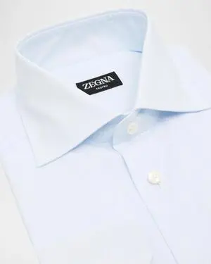 Zegna Apos;s Micro-check Cotton Dress Shirt - Blue