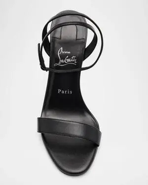 CHRISTIAN LOUBOUTIN 100mm Miss Z Leather Sandals - Black