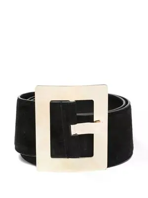 Versace Square-buckle Suede Belt - Black
