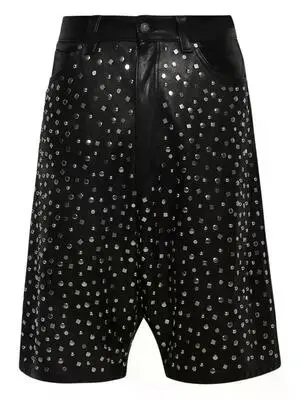 EARTHLING VIP Stud-embellished Leather Shorts