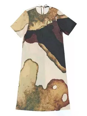 Bimba Y Lola Abstract-print Midi Dress - Neutrals