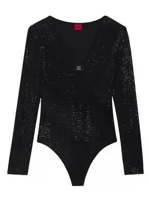 Hugo Sequin-embellished V-neck Bodysuit