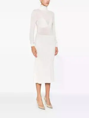 Elisabetta Franchi Turtleneck Ribbed Dress - White