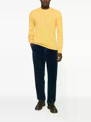 GRAN SASSO Cable-knit Crew-neck Sweater - Yellow
