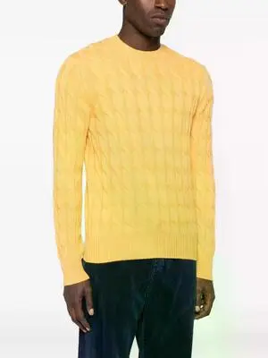 GRAN SASSO Cable-knit Crew-neck Sweater - Yellow