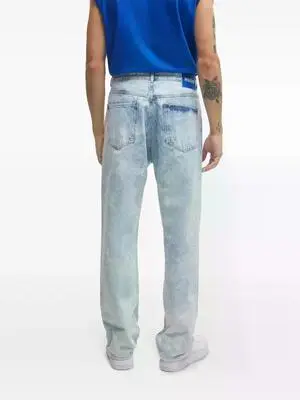 Hugo Acid-wash Straight-leg Jeans - Blue